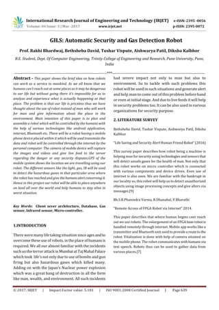 GILS: Automatic Security and Gas Detection Robot | PDF