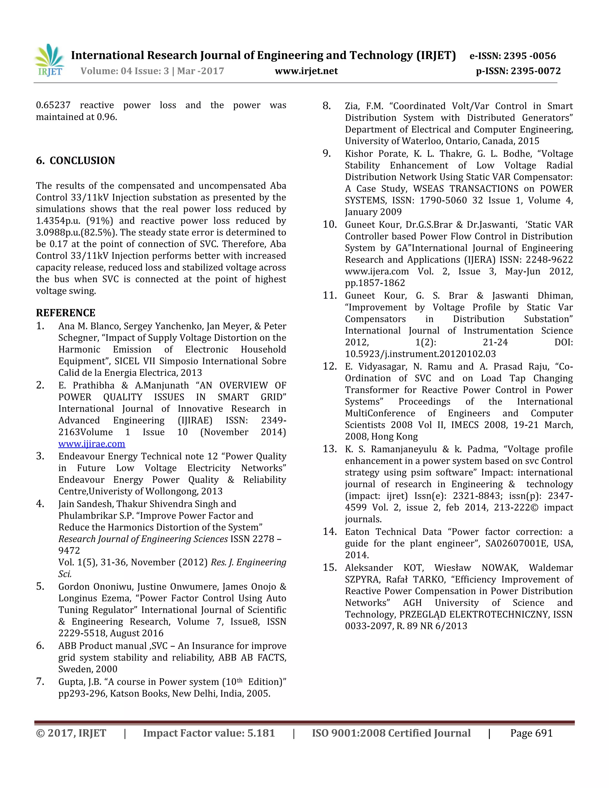 Power Factor Control at ABA Control 33/11kV Injection Substation Using Auto Tuning Regulator | PDF