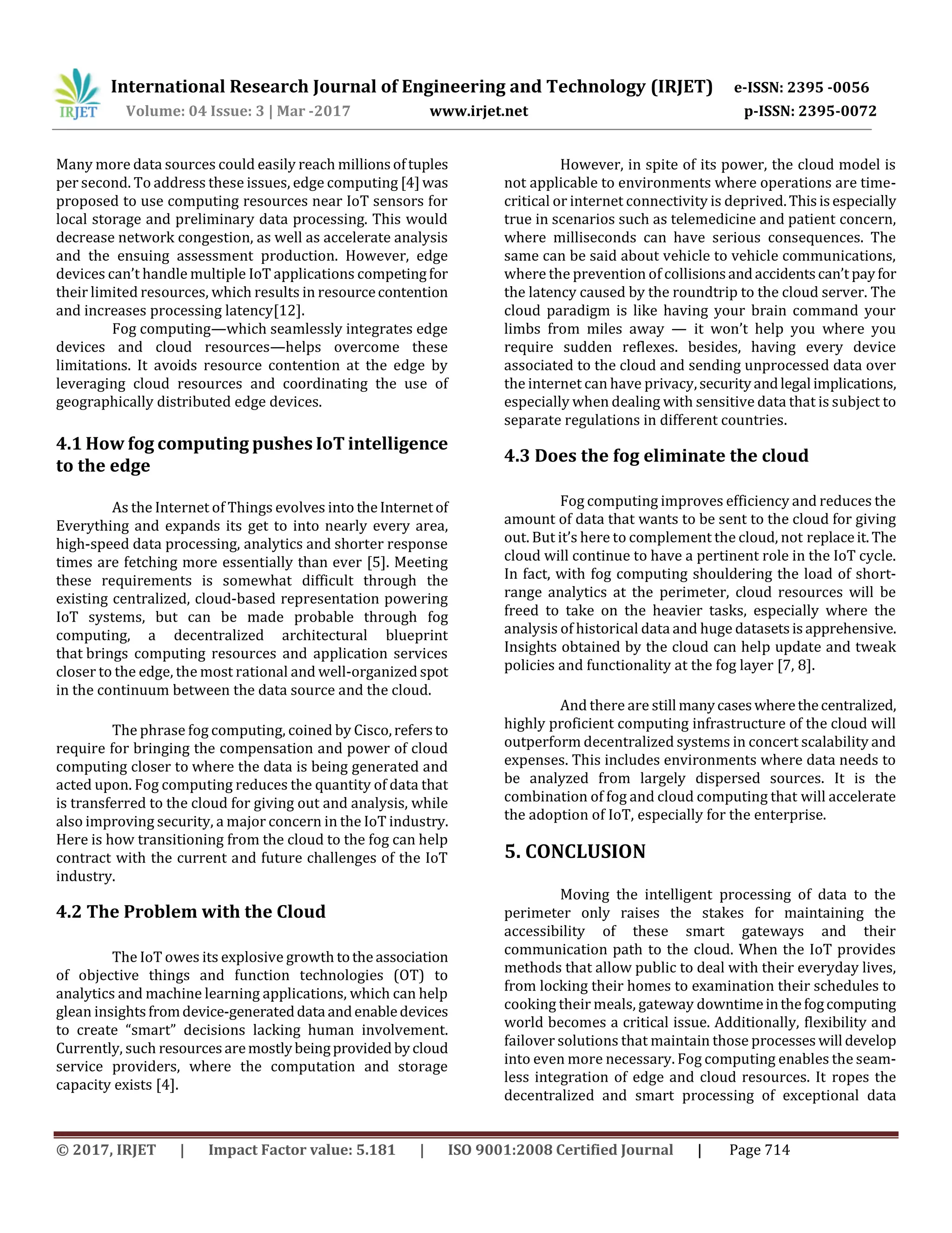 A Review: The Internet of Things Using Fog Computing | PDF