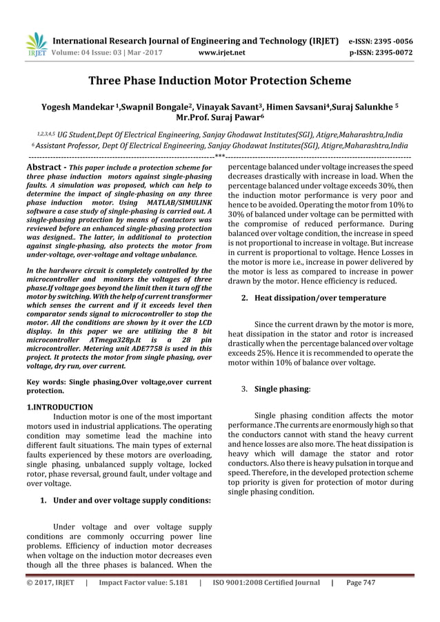 Three Phase Induction Motor Protection Scheme Pdf Radio Control Hobbies And Interests