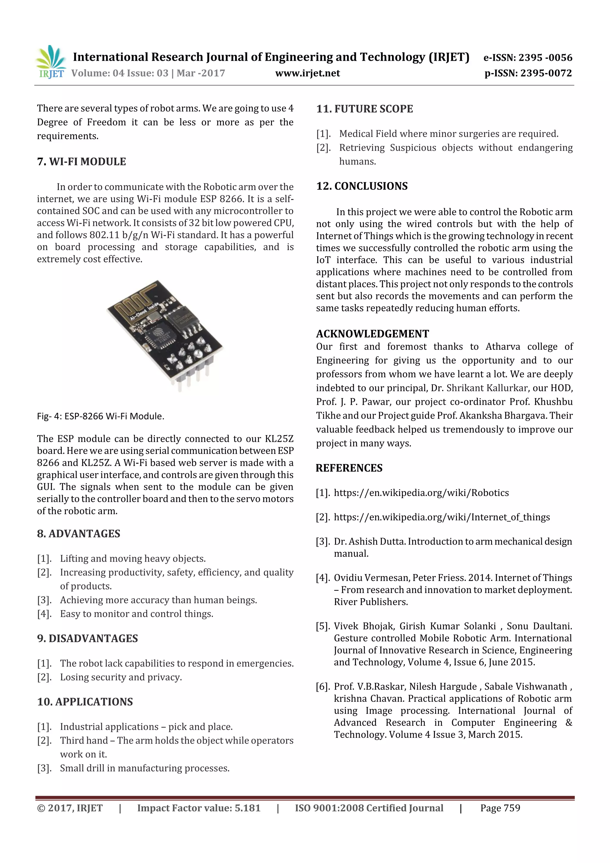 Internet of Things (Iot) Based Robotic Arm | PDF