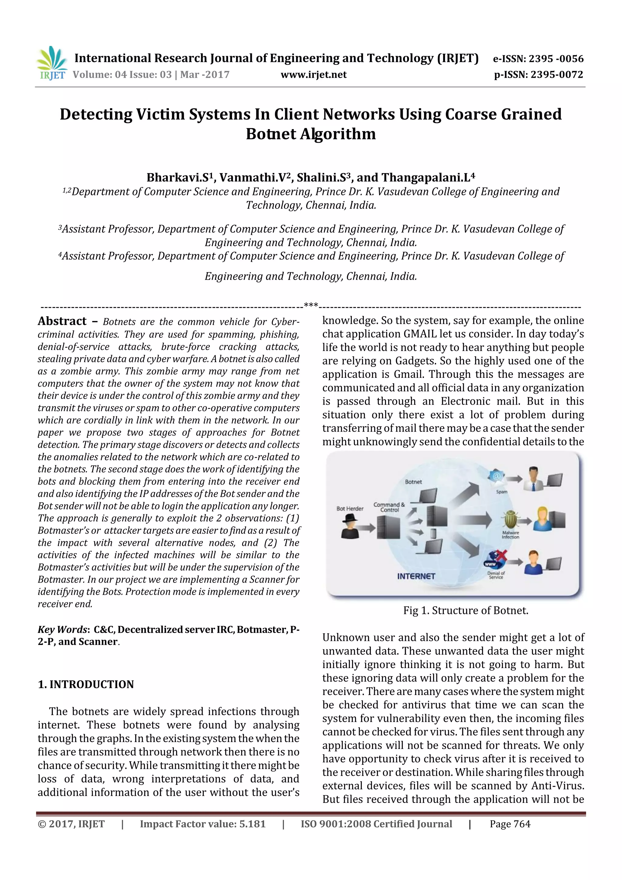 Detecting Victim Systems In Client Networks Using Coarse Grained Botnet Algorithm | PDF