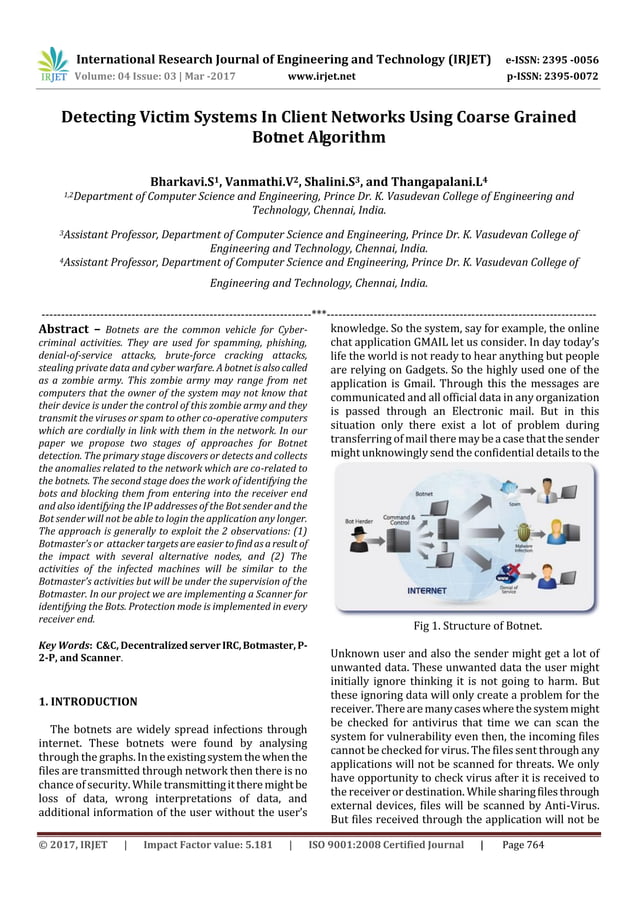 Detecting Victim Systems In Client Networks Using Coarse Grained Botnet Algorithm | PDF