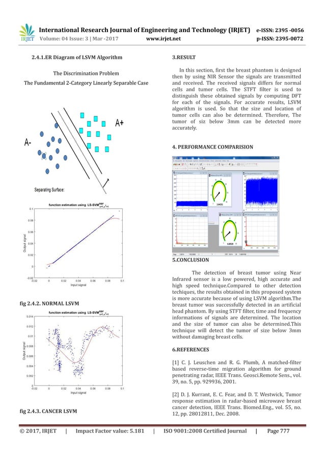 Implementation of Breast Tumor Detection Using Near Infrared Sensor and Lsvm Algorithm | PDF