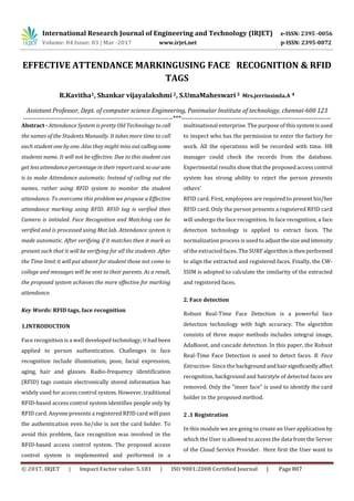 Effective Attendance Markingusing Face Recognition & RFID Tags | PDF | Cloud Computing | Internet