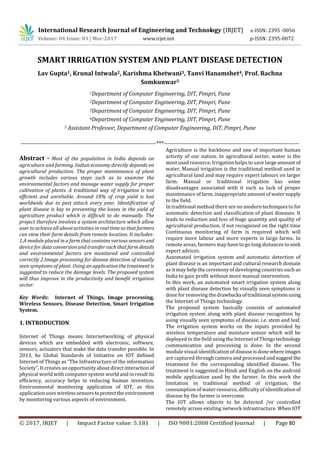 Smart irrigation system and plant disease detection | PDF