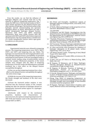 Effect Of Tempering Process On Hydrogen Delayed Fracture Susceptibility Of 4140 Steel Fastener | PDF