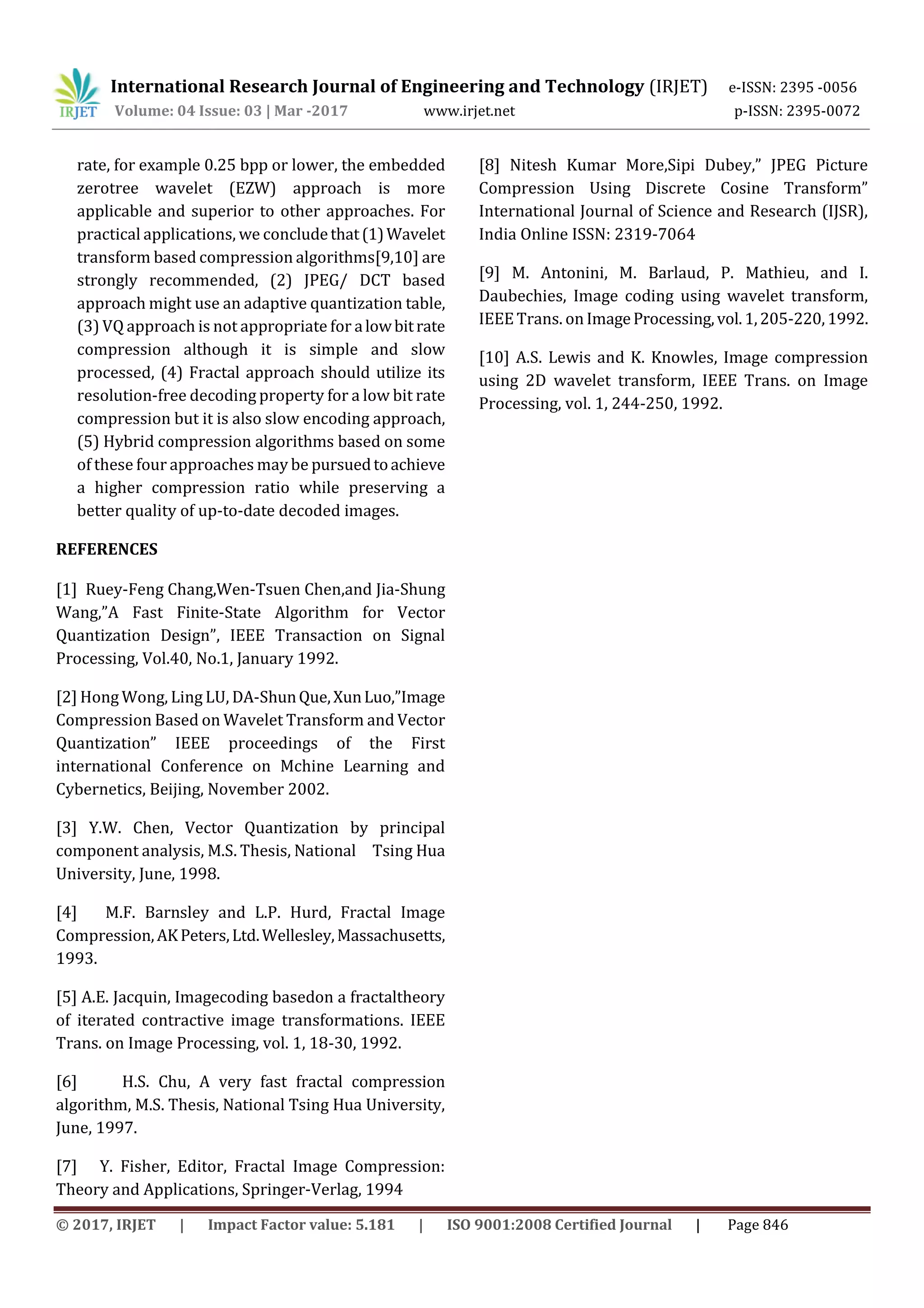 Survey paper on image compression techniques | PDF