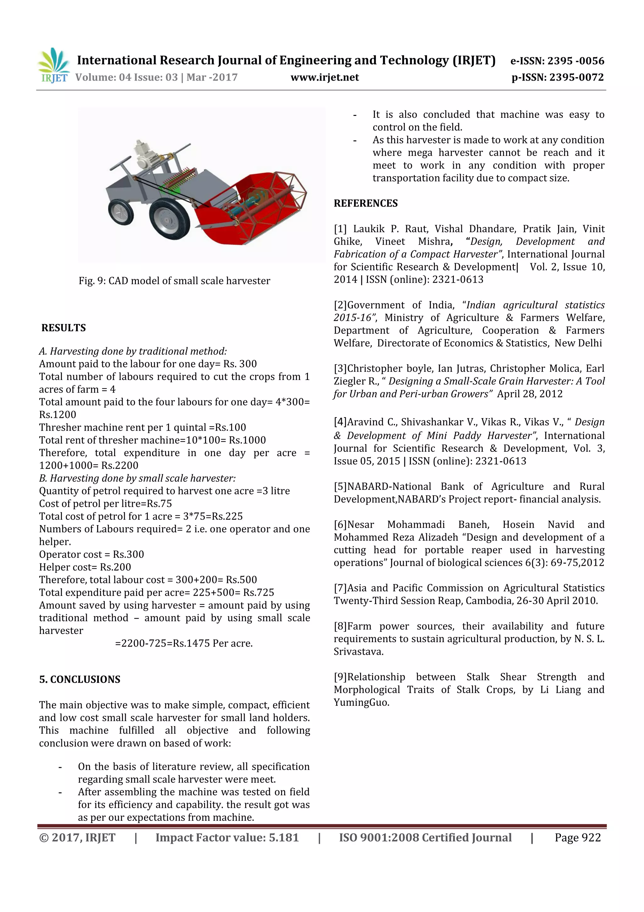 Design and Fabrication of Mini Harvester | PDF