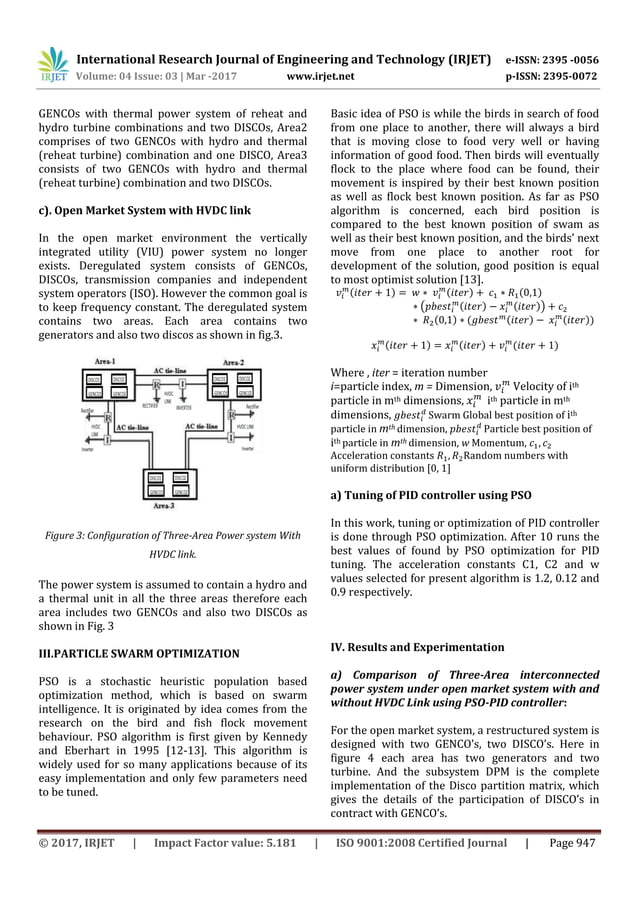 Pso Optimized Pid Controller For Interconnected Multi Area Power System With And Without Hvdc