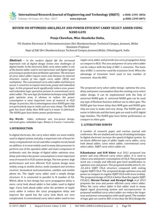 Review on optimized area,delay and power efficient carry select adder ...