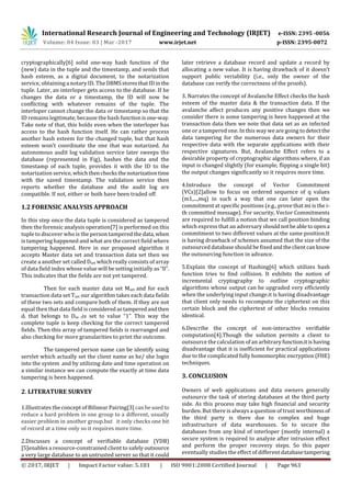 Survey on An effective database tampering system with veriable ...