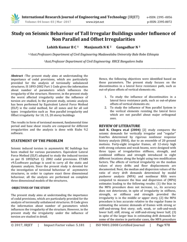 Study On Seismic Behaviour of Tall Irregular Buildings Under Influence ...