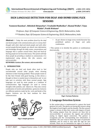 Sign Language Detection for Deaf and Dumb Using Flex Sensors | PDF