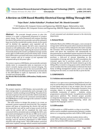 A Review on GSM Based Monthly Electrical Energy Billing Through SMS ...