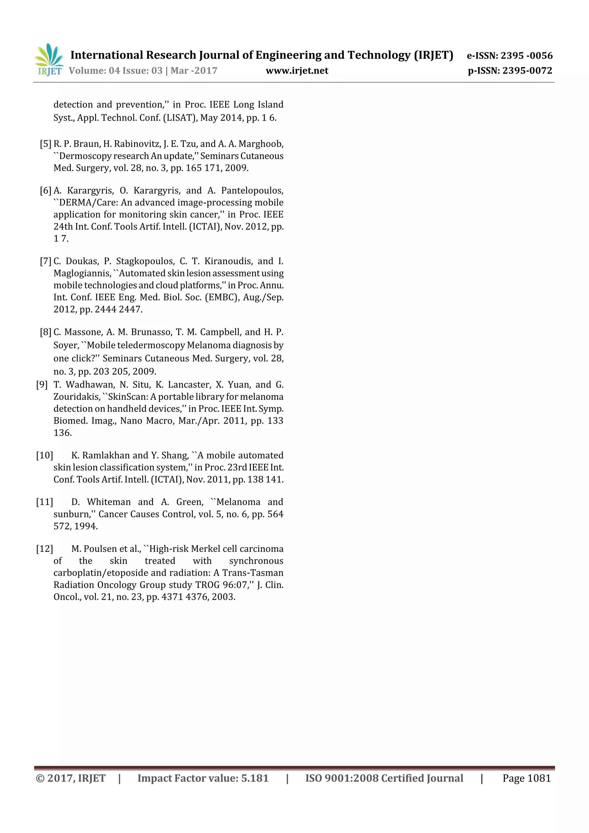 Non-Invasive ABCD Monitoring of Malignant Melanoma Using Image Processing in MATLAB | PDF
