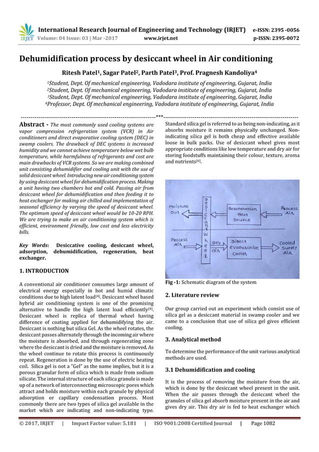 Dehumidification process by desiccant wheel in Air conditioning | PDF
