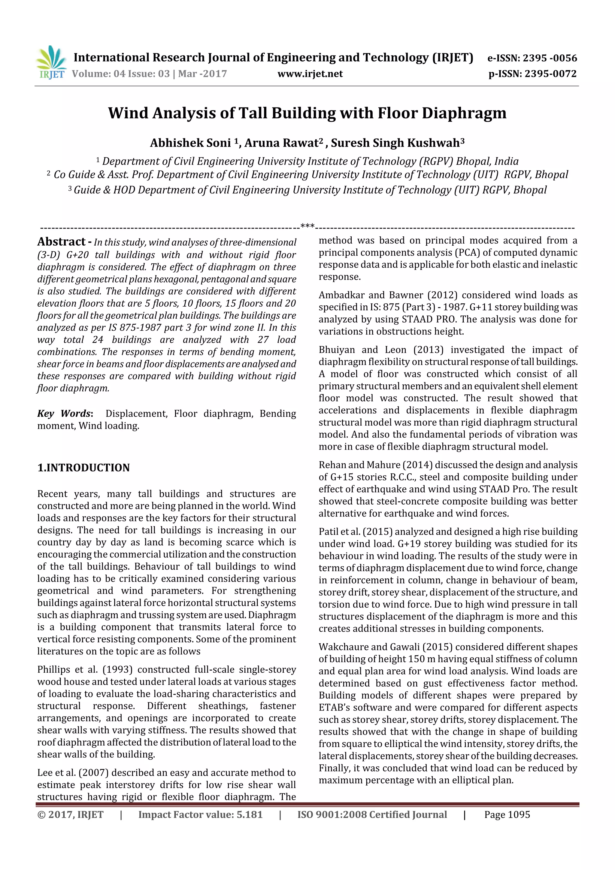 Wind Analysis of Tall Building with Floor Diaphragm | PDF