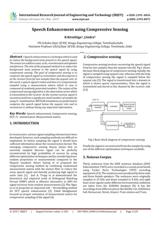 Speech Enhancement Using Compressive Sensing | PDF