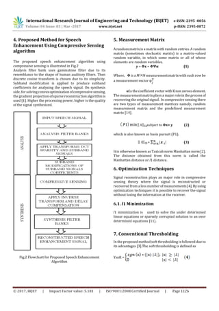 Speech Enhancement Using Compressive Sensing | PDF