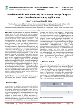 Novel Ultra-Wide Band Microstrip Patch Antenna Design for Space ...