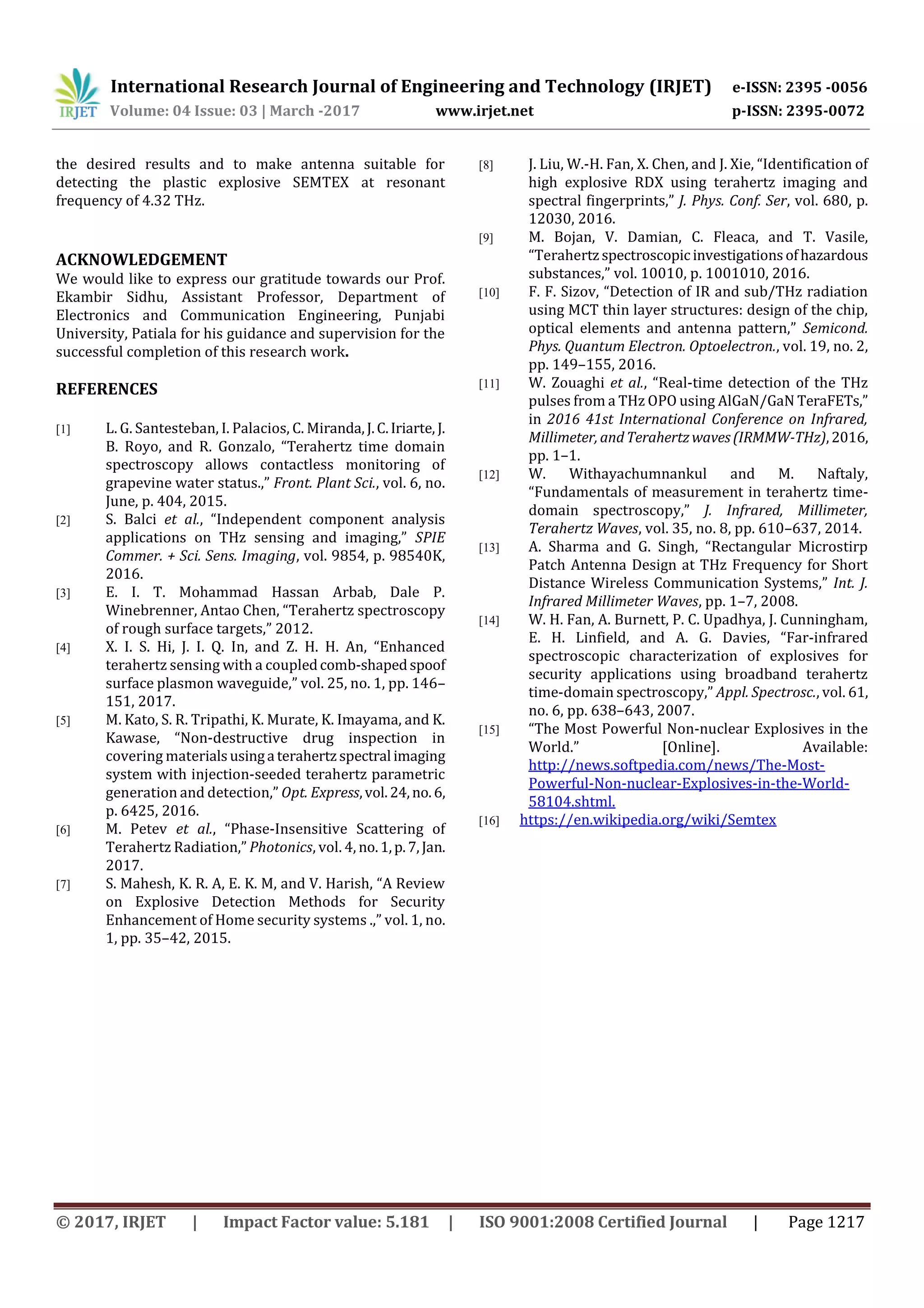 Terahertz Microstrip Patch Antenna Design for detection of Plastic ...