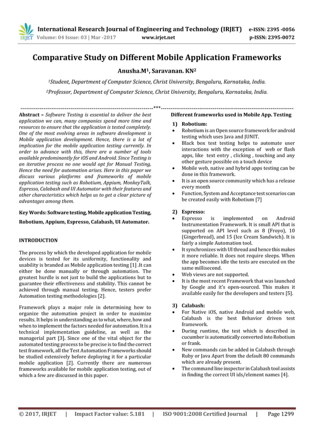 Comparative Study on Different Mobile Application Frameworks | PDF | Free Download