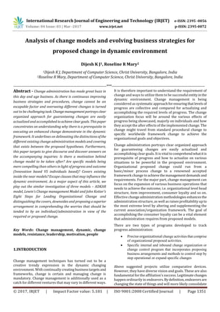 Analysis Of Change Models And Evolving Business Strategies For Proposed Change In Dynamic ...
