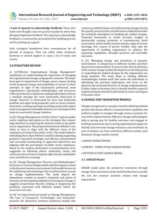 Analysis Of Change Models And Evolving Business Strategies For Proposed Change In Dynamic ...