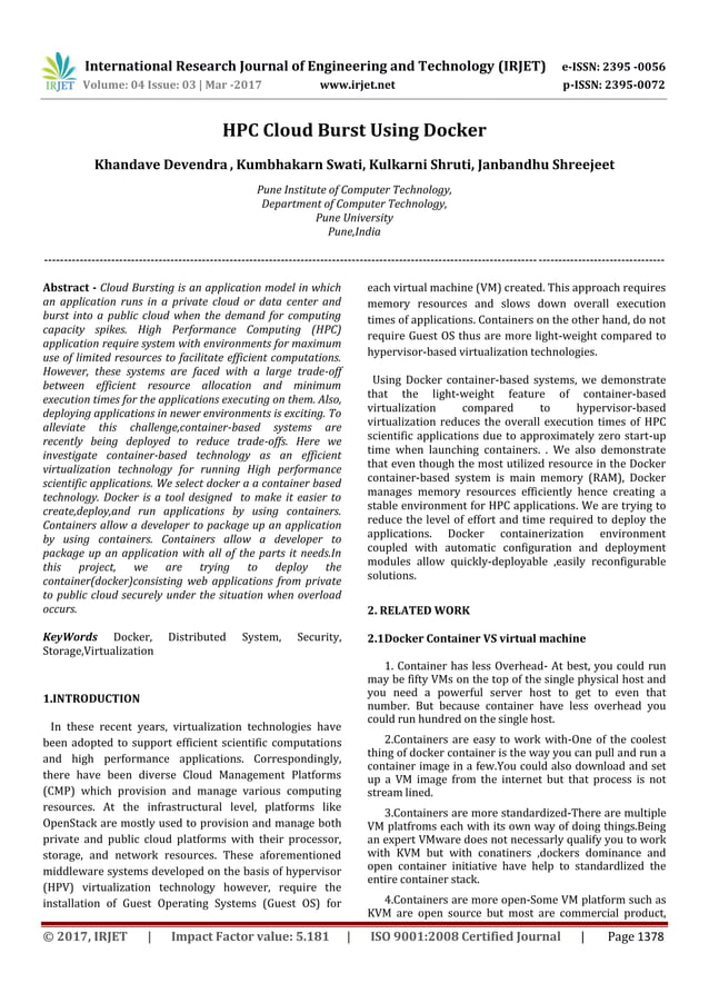 HPC Cloud Burst Using Docker | PDF | Cloud Computing | Internet