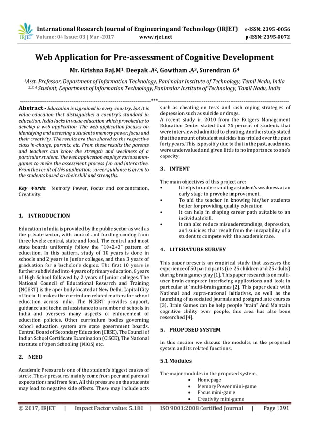 Web Application For Pre-Assessment Of Cognitive Development | PDF | Programming Languages ...