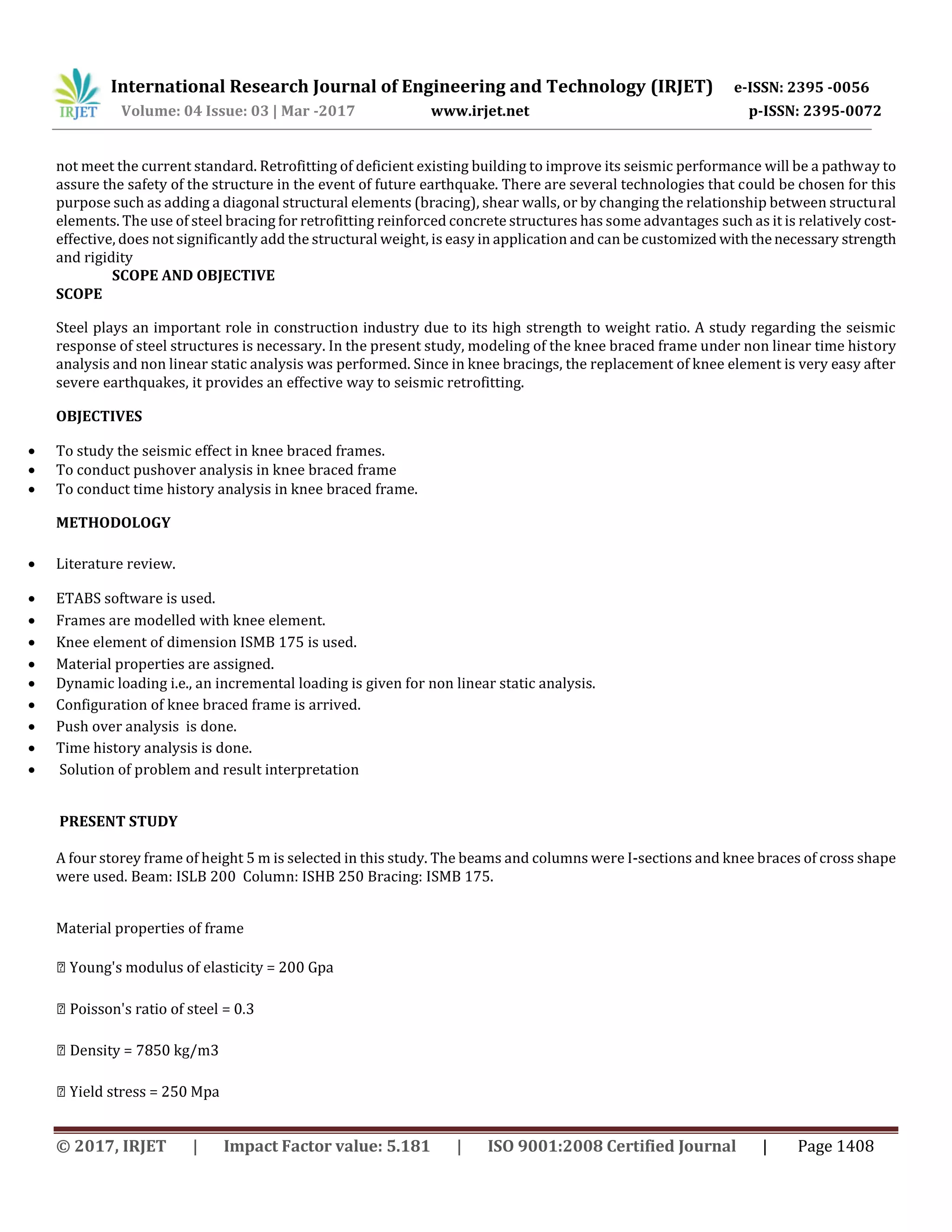 Steel Frames with Knee Braces Based on Pushover Analysis | PDF