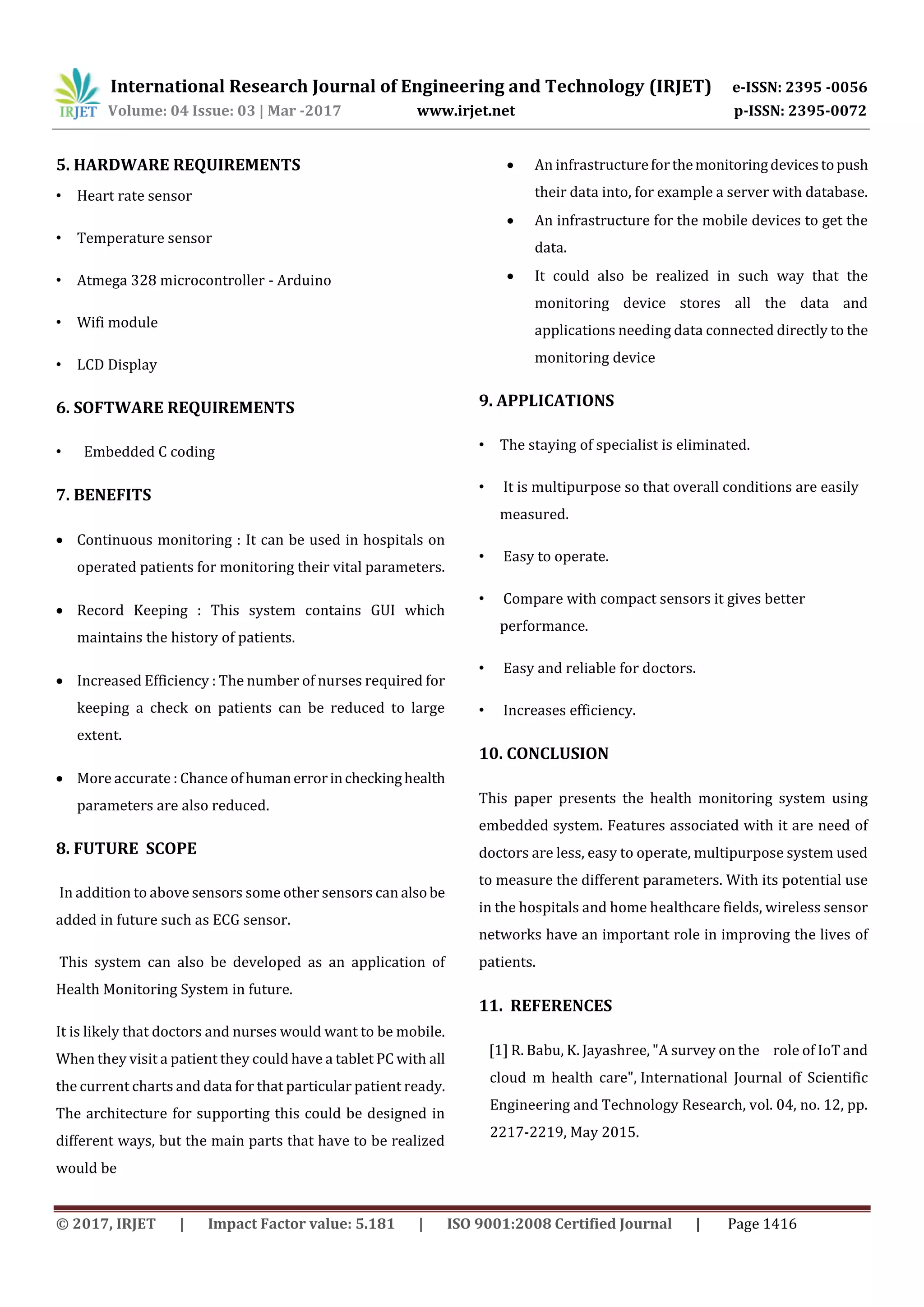 A Healthcare Monitoring System Using Wifi Module | PDF | Internet of Things | Internet