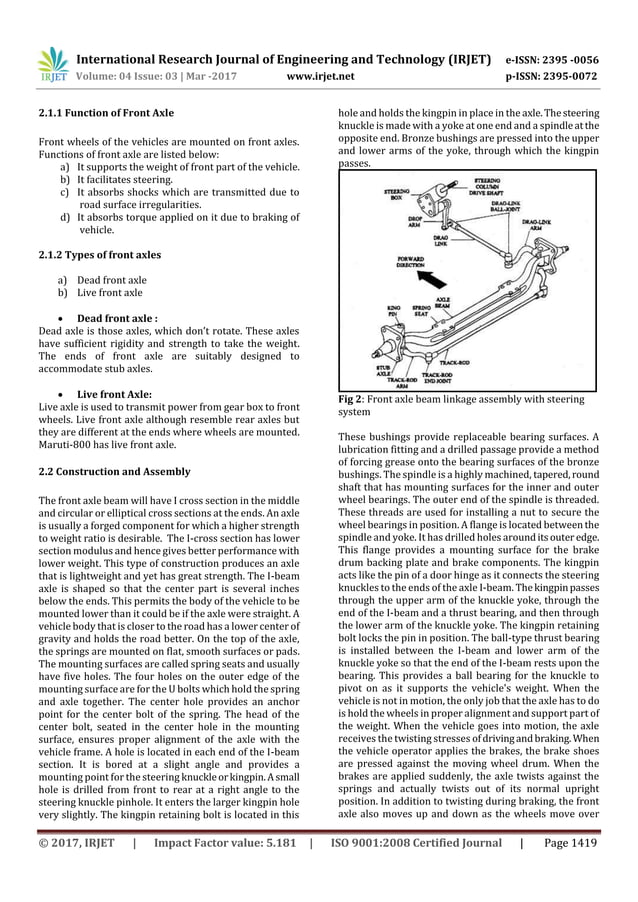 Optimization Of Front Axle For Heavy Commercial Vehicle By Analytical ...