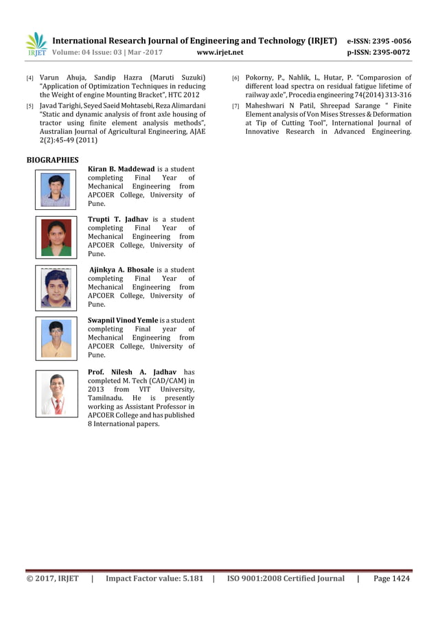Optimization Of Front Axle For Heavy Commercial Vehicle By Analytical ...