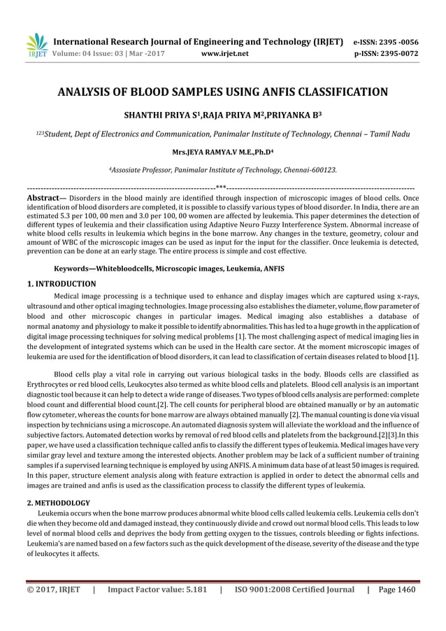 Analysis of Blood Samples Using Anfis Classification | PDF