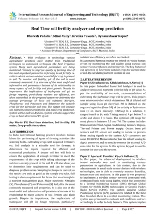 Real Time soil fertility analyzer and crop prediction | PDF | Agriculture | Industries