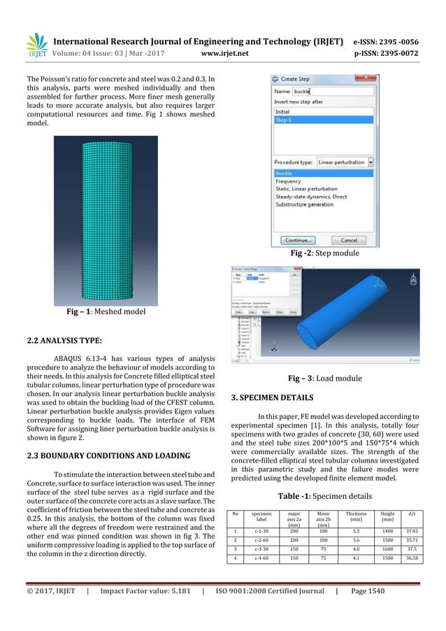 Analytical Study on Concrete Filled Elliptical Steel Tubular Column | PDF