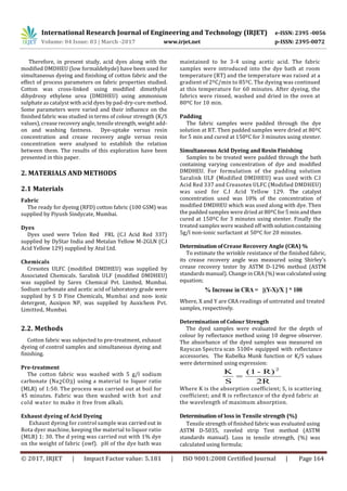 Simultaneous Acid Dyeing and Modified DMDHEU Finishing of Cotton ...