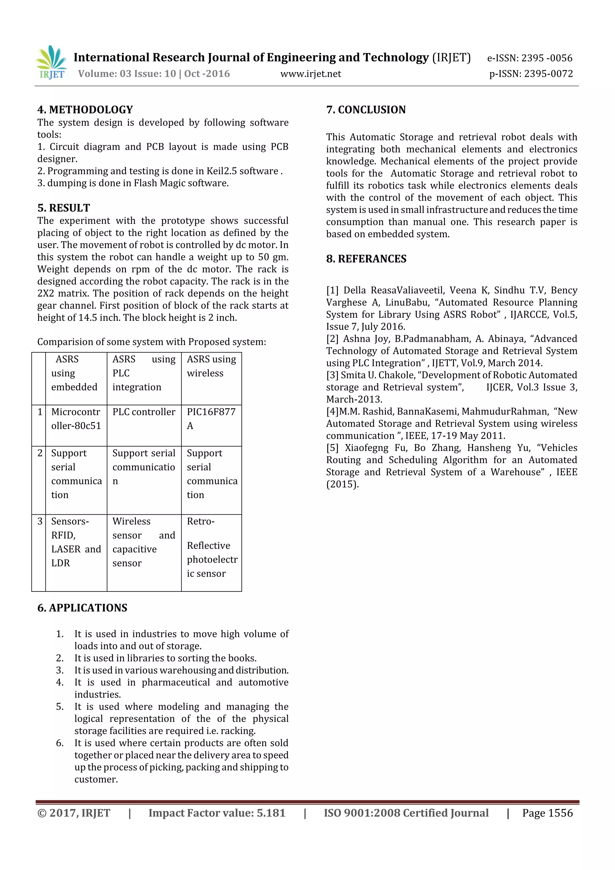 Automatic Storage and Retrieval Robot Using Embedded System | PDF