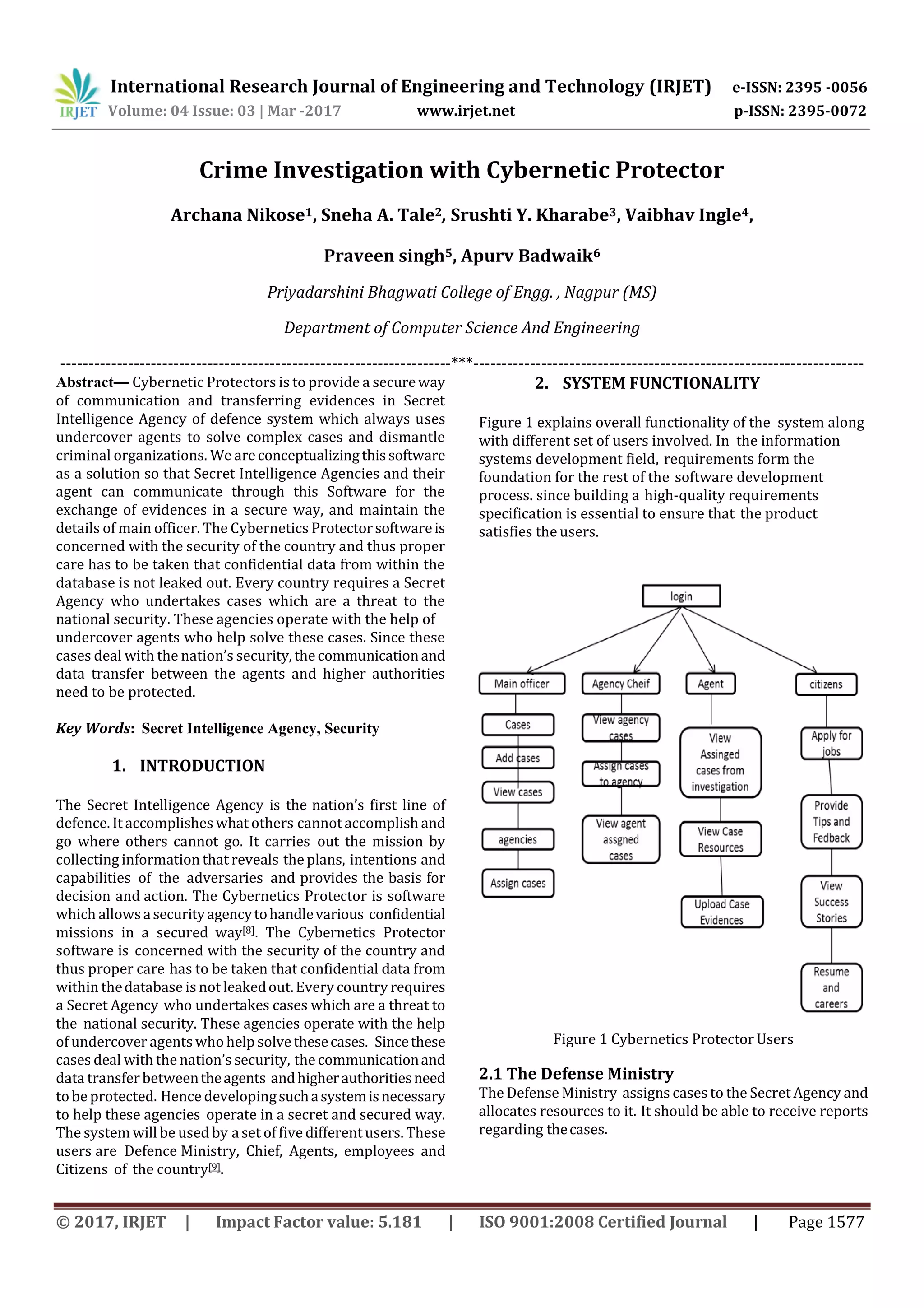 Crime Investigation with Cybernetic Protector | PDF | Free Download