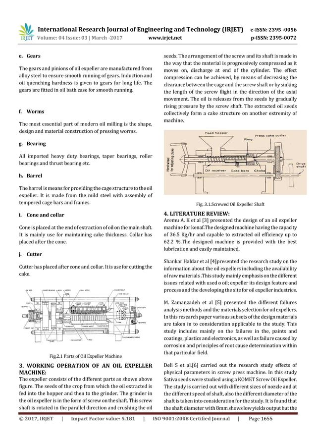 A Review on the Oil Expeller Screw Shaft | PDF