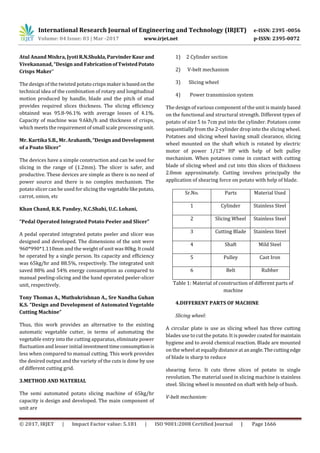 Review Paper on Semi Automatic Chips Machine | PDF