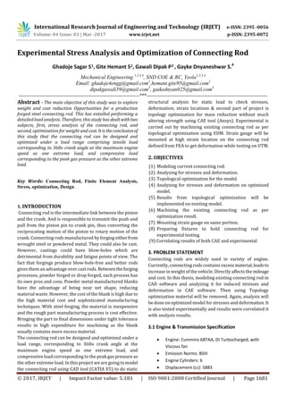 Experimental Stress Analysis and Optimization of Connecting Rod | PDF
