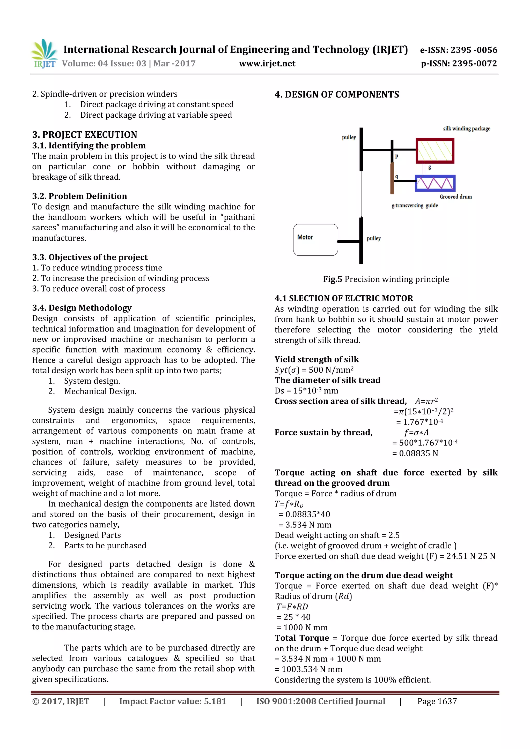 Design and Manufacturing of Silk Winding Machine | PDF