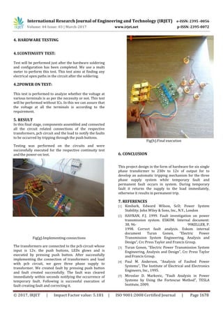 Auto Reset on Temporary Fault Otherwise Permanent Trip in Three Phase Transmission Line | PDF