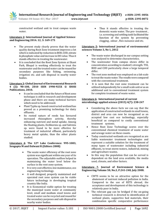 Introduction to Waste Water Treatment by Root Zone Technique | PDF ...