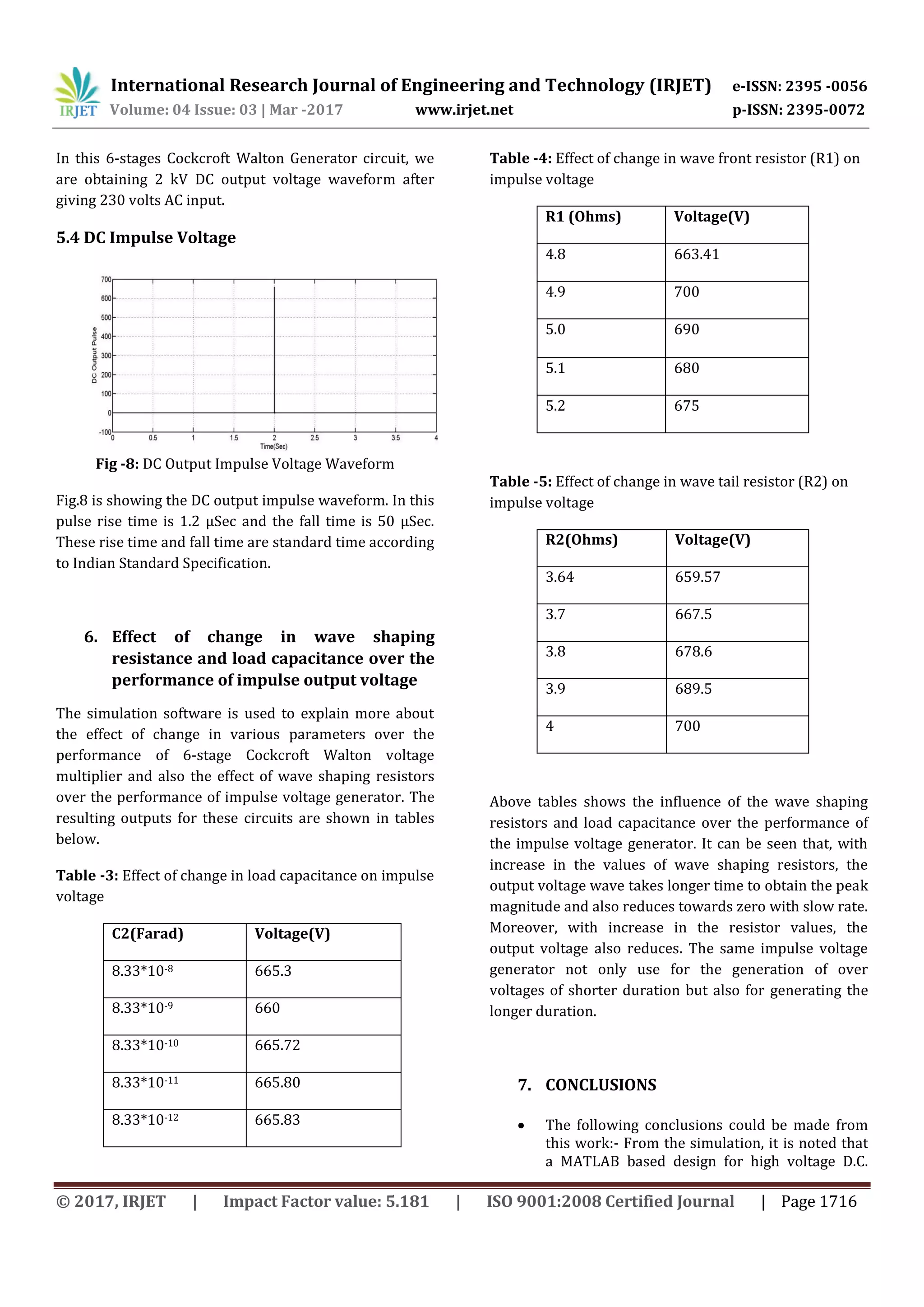 Design and Simulation of Generation of High DC Voltage using Cockcroft Walton Generator | PDF