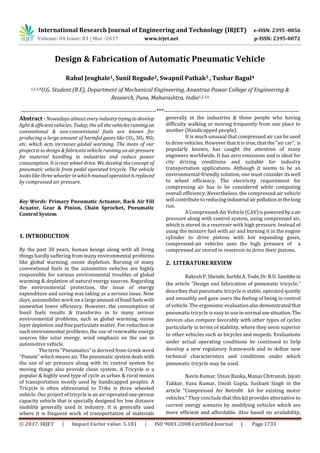 Design & Fabrication of Automatic Pneumatic Vehicle | PDF