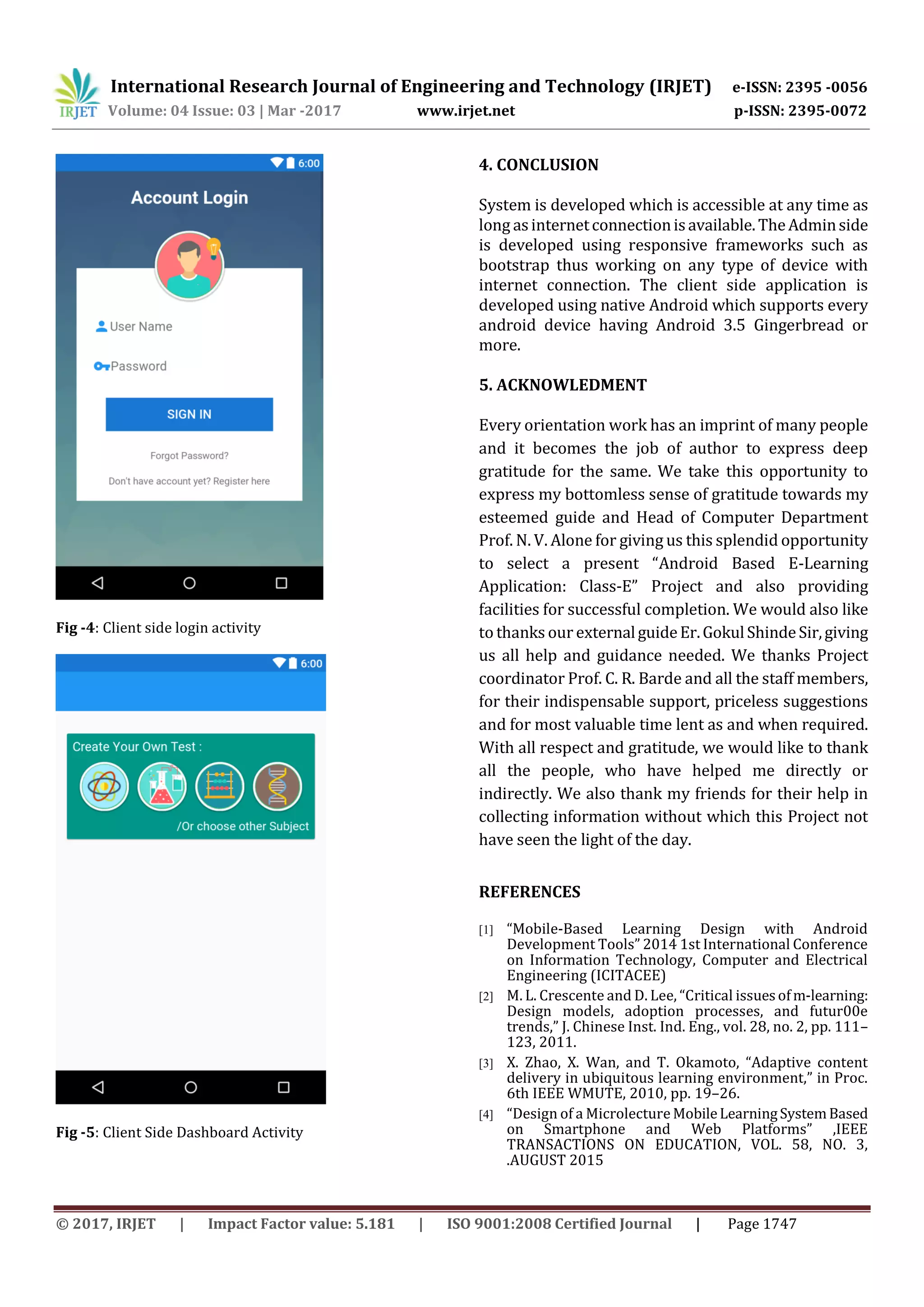 Android Based E-Learning Application Class-E | PDF